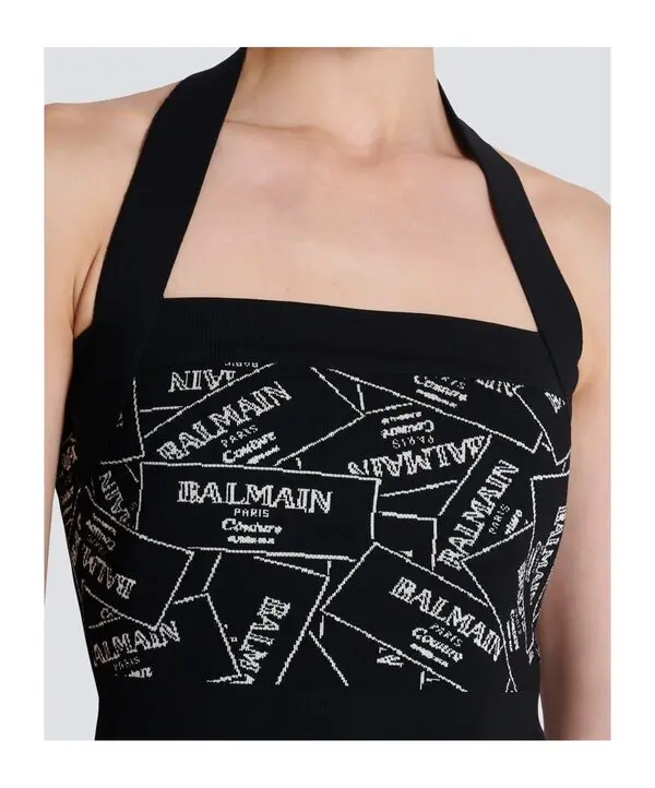 Balmain Logo Detailed Cropped Top