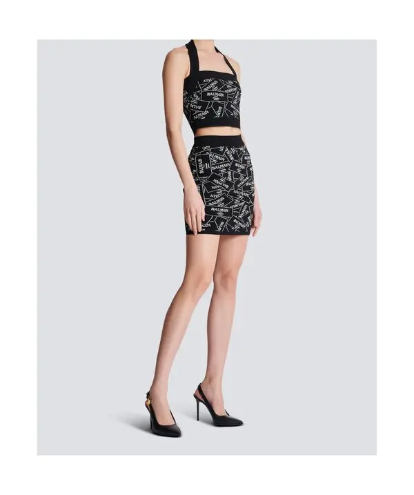 Balmain Logo Detailed Cropped Top
