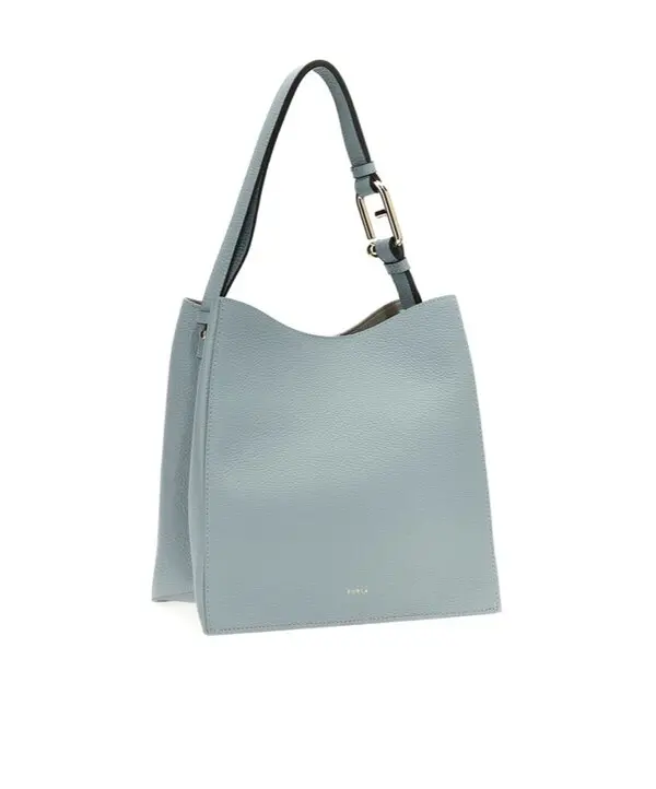 Furla Nuvola Logo Printed Small Shoulder Bag - Light Blue