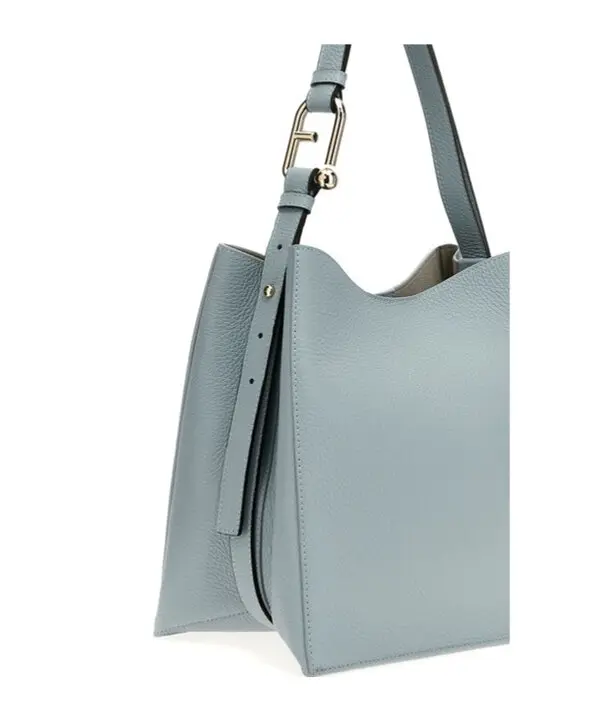 Furla Nuvola Logo Printed Small Shoulder Bag - Light Blue