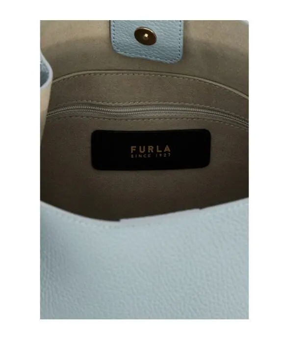 Furla Nuvola Logo Printed Small Shoulder Bag - Light Blue