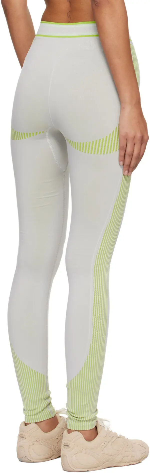 Casablanca Ribbed Performance Leggings - Light Grey
