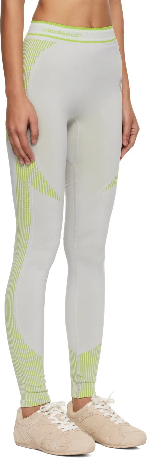 Casablanca Ribbed Performance Leggings - Light Grey