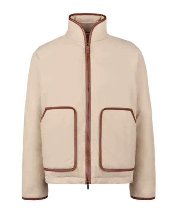 TOD'S Leather-trim Down Jacket - Light Brown