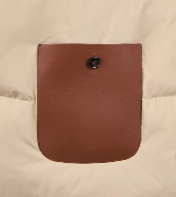 TOD'S Leather-trimmed Technical Cotton Down Jacket - Light Brown