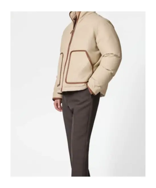 TOD'S Leather-trimmed Technical Cotton Down Jacket - Light Brown