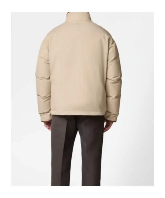TOD'S Leather-trimmed Technical Cotton Down Jacket - Light Brown