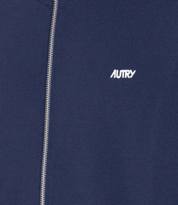 AUTRY Stripe-detail Zip-up Sweatshirt - Navy