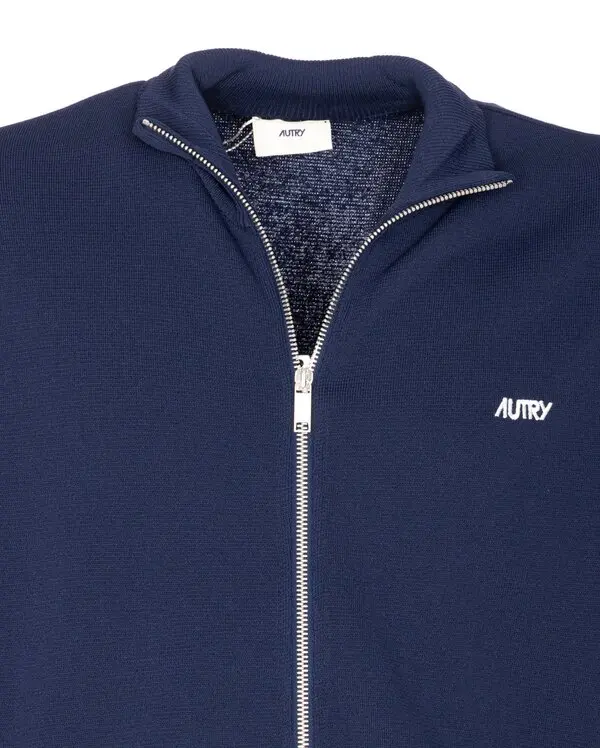 AUTRY Stripe-detail Zip-up Sweatshirt - Navy