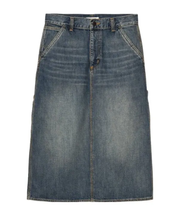 Carhartt Work In Progress W' Single Knee Denim Skirt - Blue, Worn Washed