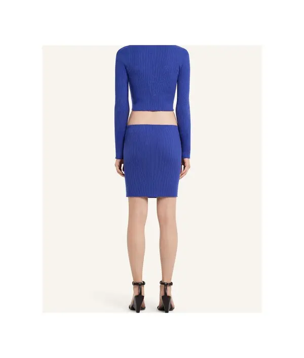 COURREGES Courrèges Ribbed Mini Skirt With Button Detail - Sapphire