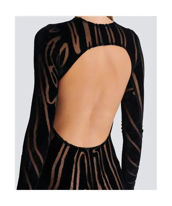 Balmain Long Zebra-print Velvet Dress