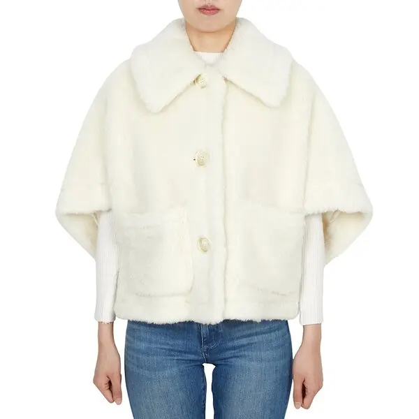 Max Mara Teddy Alpaca And Wool Cape - White
