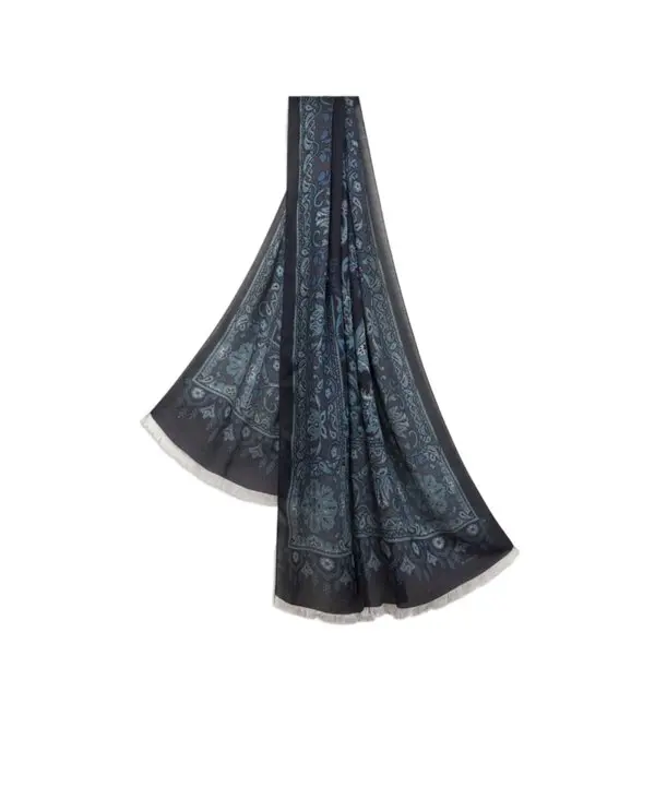 Etro Cotton-blend Jacquard Scarf - Blue