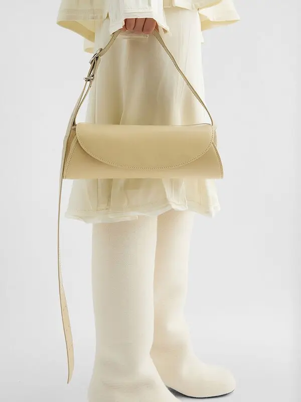 JIL SANDER Small Cannolo Shoulder Bag - Almond