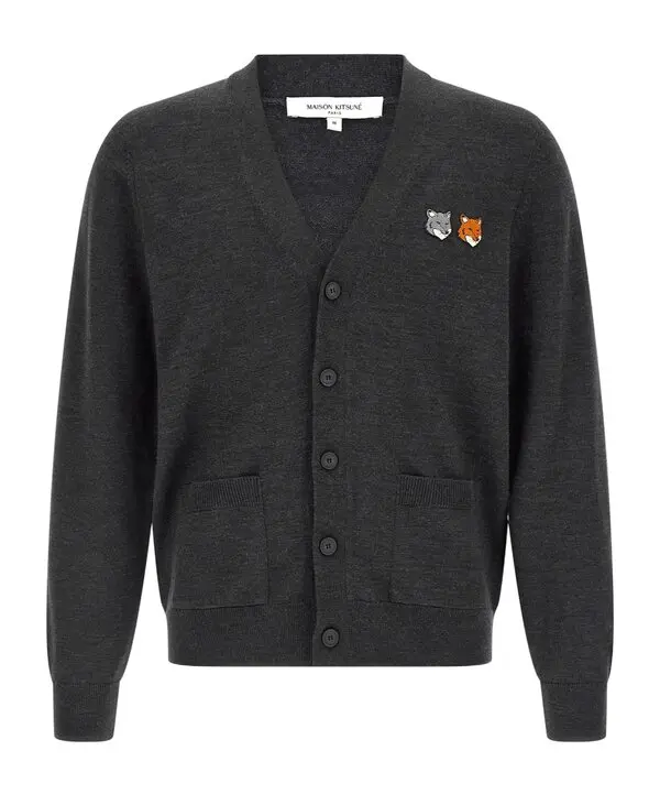 Maison Kitsuné Double Fox Patch Cardigan - Black