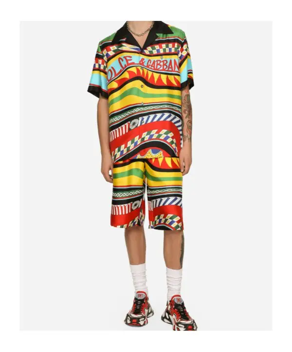 Dolce & Gabbana Carretto Printed Twill Jogging Shorts
