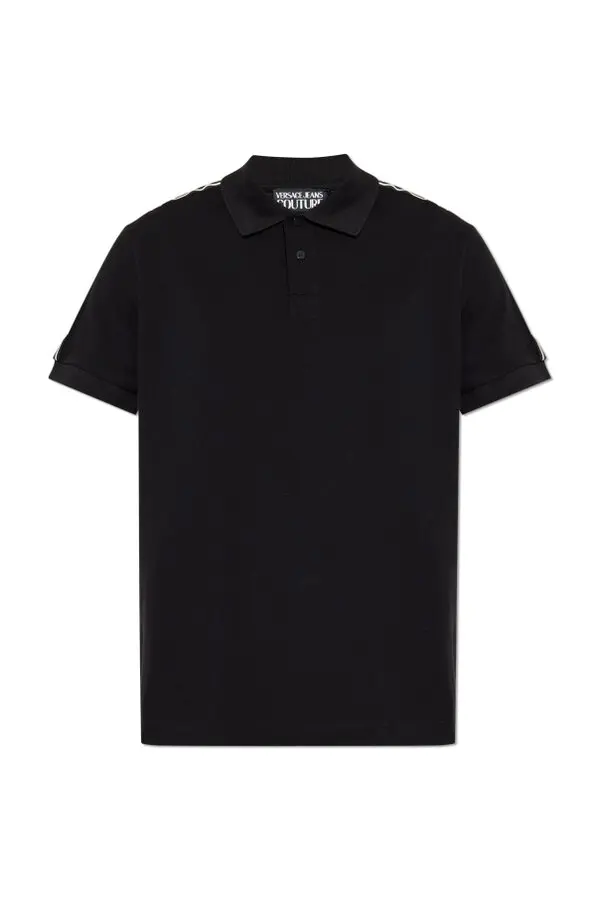 Versace Logo Tape Short Sleeved Polo Shirt