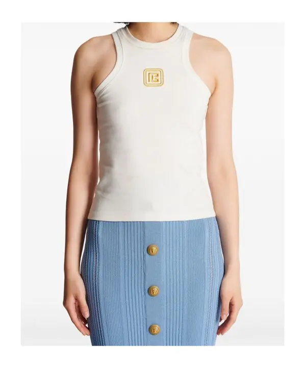 Balmain Logo Detailed Crew Neck Tank Top