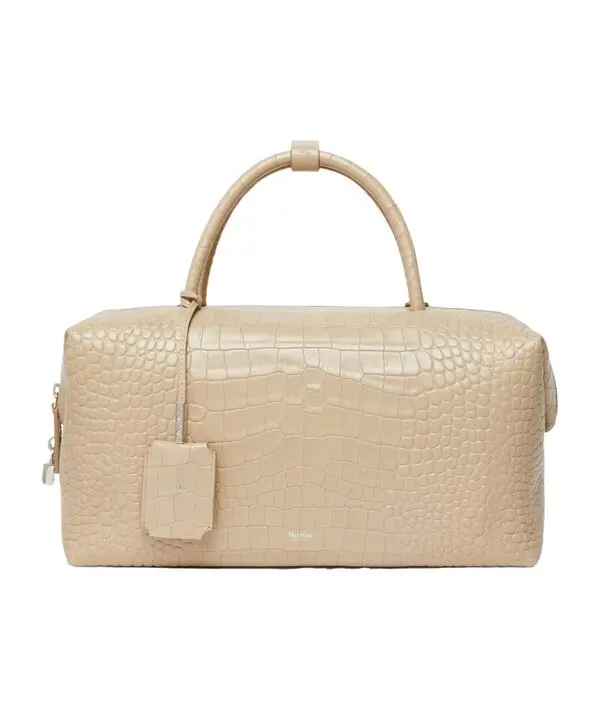 Max Mara Croc-embossed Shoulder Bag - Nude