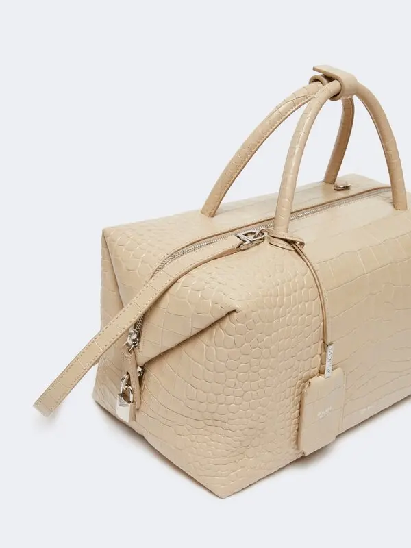 Max Mara Croc-embossed Shoulder Bag - Nude