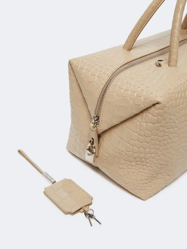 Max Mara Croc-embossed Shoulder Bag - Nude