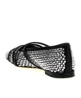 MACHMACH Mach & Mach Embellished Square Toe Ballet Flats