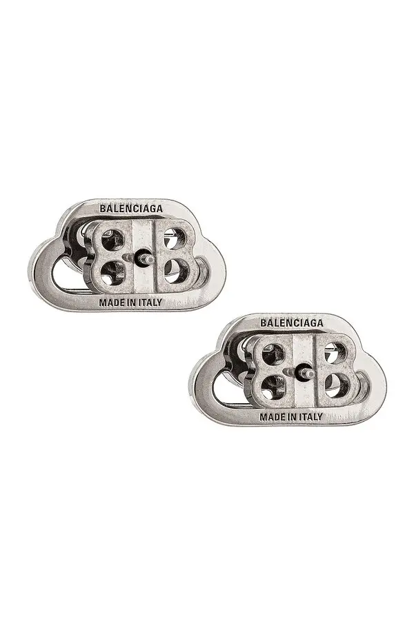 Balenciaga Logo Engraved Monogram Stud Earrings