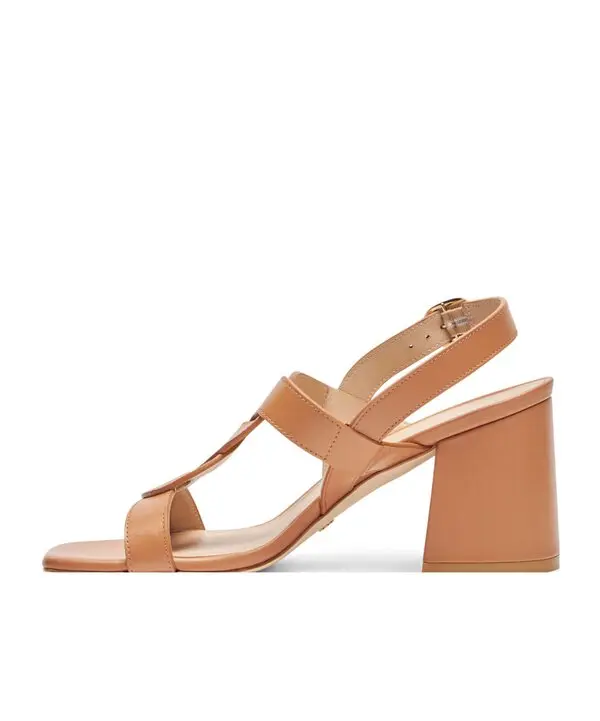 STUART WEITZMAN Square Toe High Heel Sandals With Ankle Strap