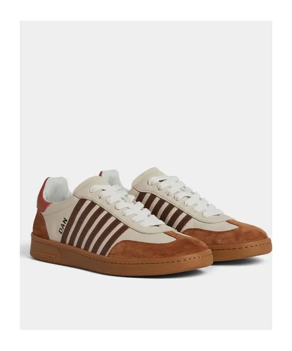 Dsquared2 Round Toe Low-top Sneakers - Beige/brown