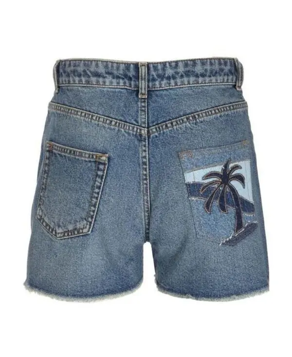 Palm Angels Embroidered Denim Shorts