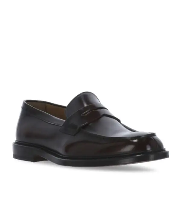 DOUCAL'S Penny-slot Almond Toe Loafers - Black