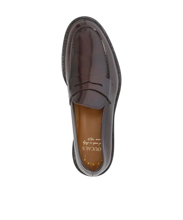DOUCAL'S Penny-slot Almond Toe Loafers - Black