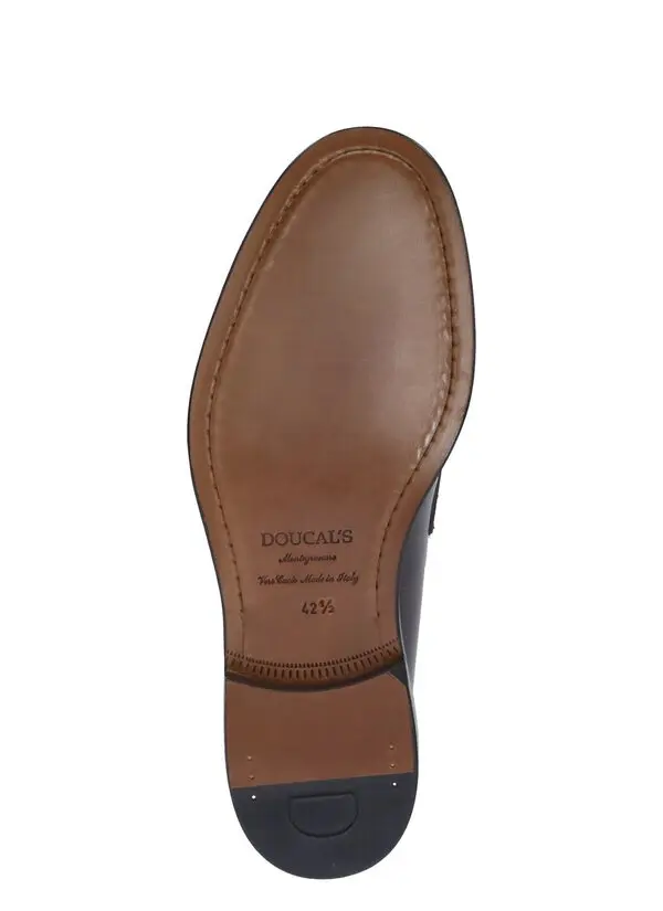 DOUCAL'S Penny-slot Almond Toe Loafers - Black