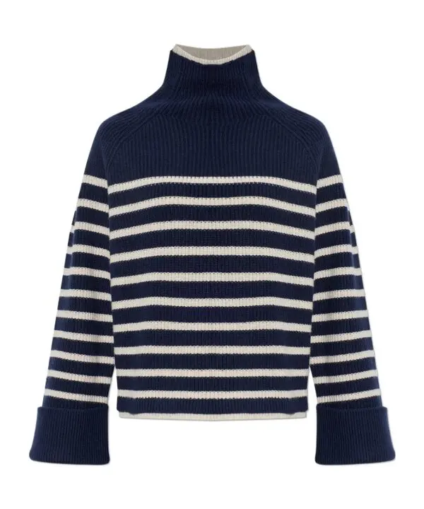 Rag & Bone Striped Turtleneck Knitted Jumper - Navy