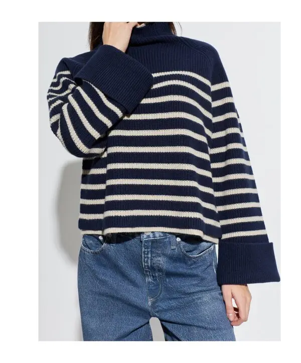 Rag & Bone Striped Turtleneck Knitted Jumper - Navy