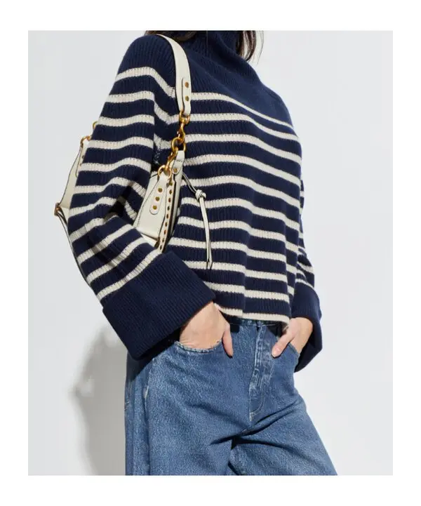 Rag & Bone Striped Turtleneck Knitted Jumper - Navy