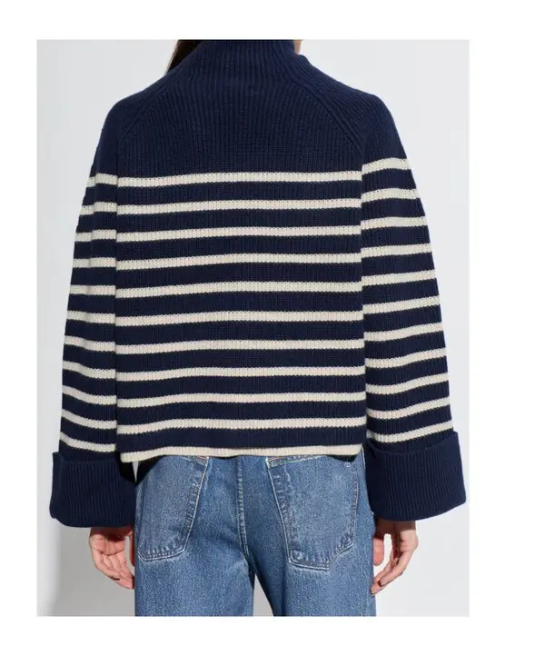 Rag & Bone Striped Turtleneck Knitted Jumper - Navy