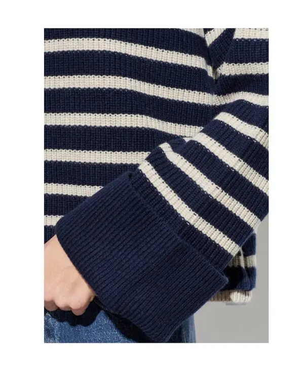 Rag & Bone Striped Turtleneck Knitted Jumper - Navy