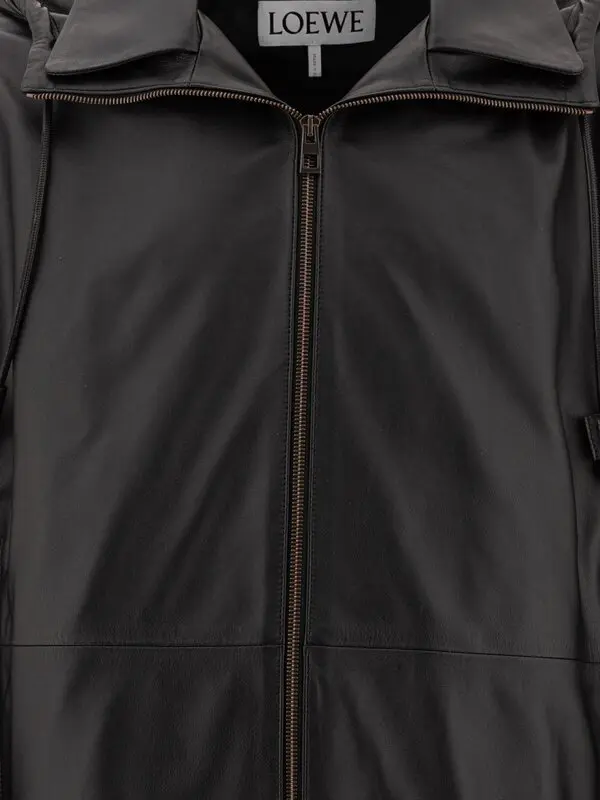 Loewe Long-sleeved Leather Hooded Jacket
