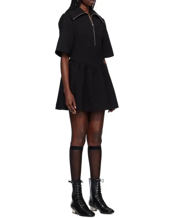 GANNI Bonded Crepe Mini Dress With Zip Fastening