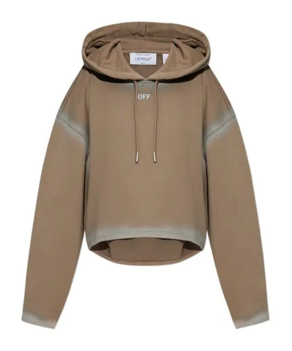 Off-White Cropped Gradient Hoodie - Brown