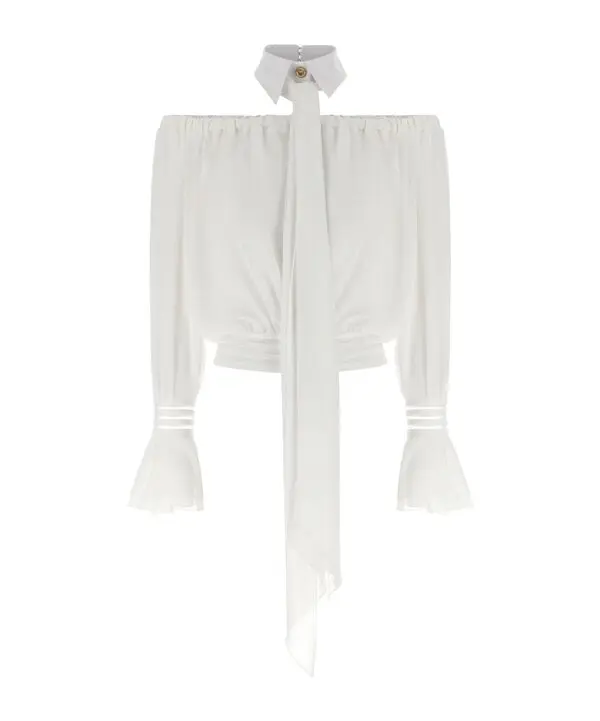 Elisabetta Franchi Off-the-shoulder Ruffle Sleeve Blouse - White