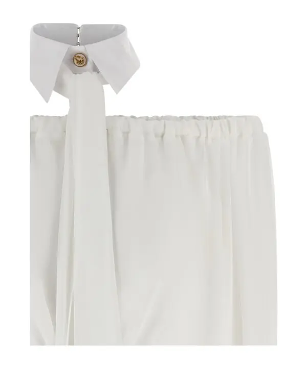 Elisabetta Franchi Off-the-shoulder Ruffle Sleeve Blouse - White