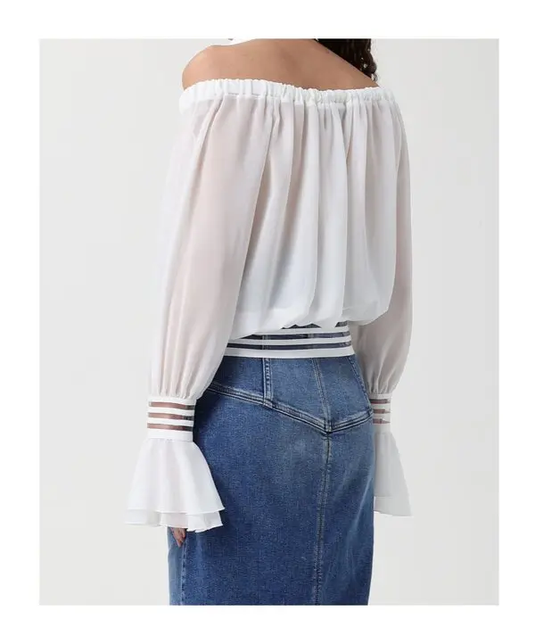 Elisabetta Franchi Off-the-shoulder Ruffle Sleeve Blouse - White