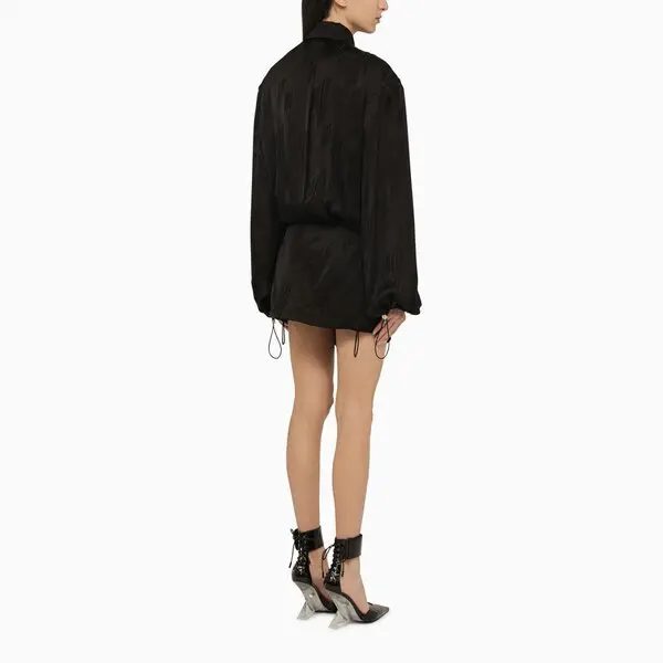 Attico The Drawstring Hem Mini Satin Dress