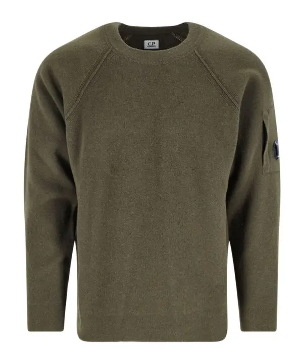 C.P. COMPANY Logo Patch Crewneck Jumper - Brown