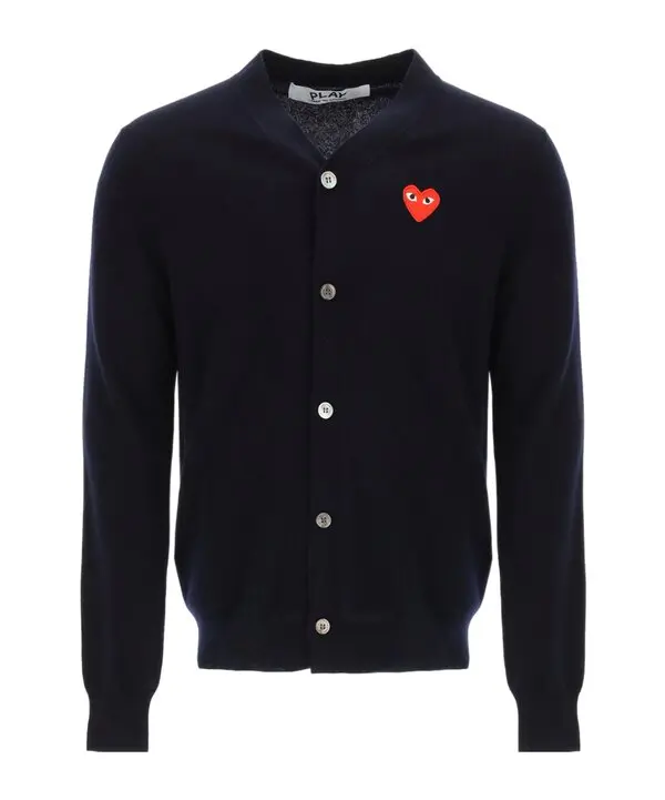 Play Comme Des Garcon Iconic Patch Buttoned Cardigan - Black