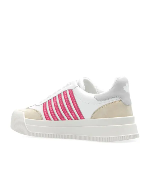 Dsquared2 Striped Round Toe Lace Up Sneakers - White