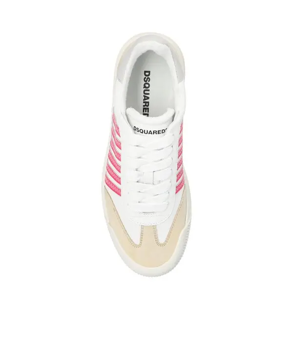 Dsquared2 Striped Round Toe Lace Up Sneakers - White